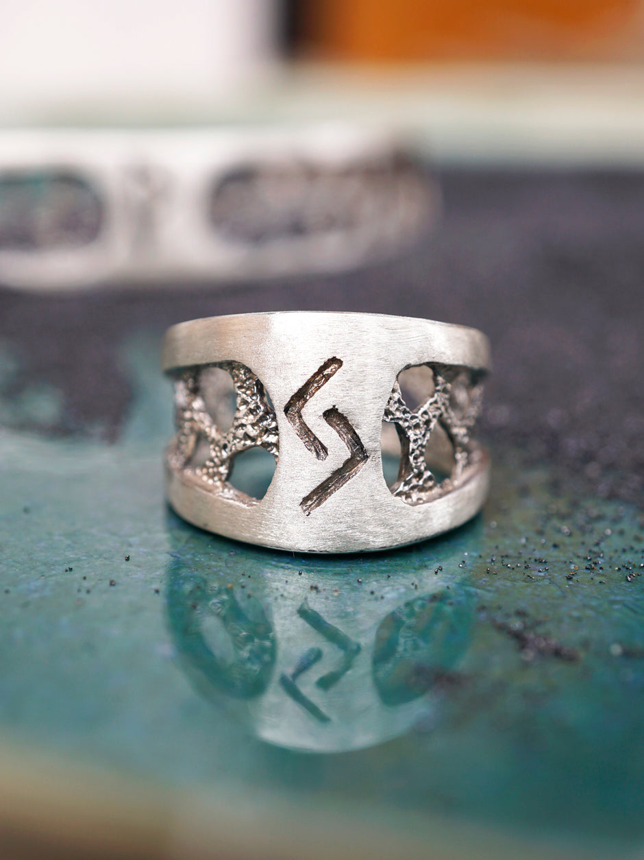Mens silver ring, Viking Rune ring from the sterling silver JERA